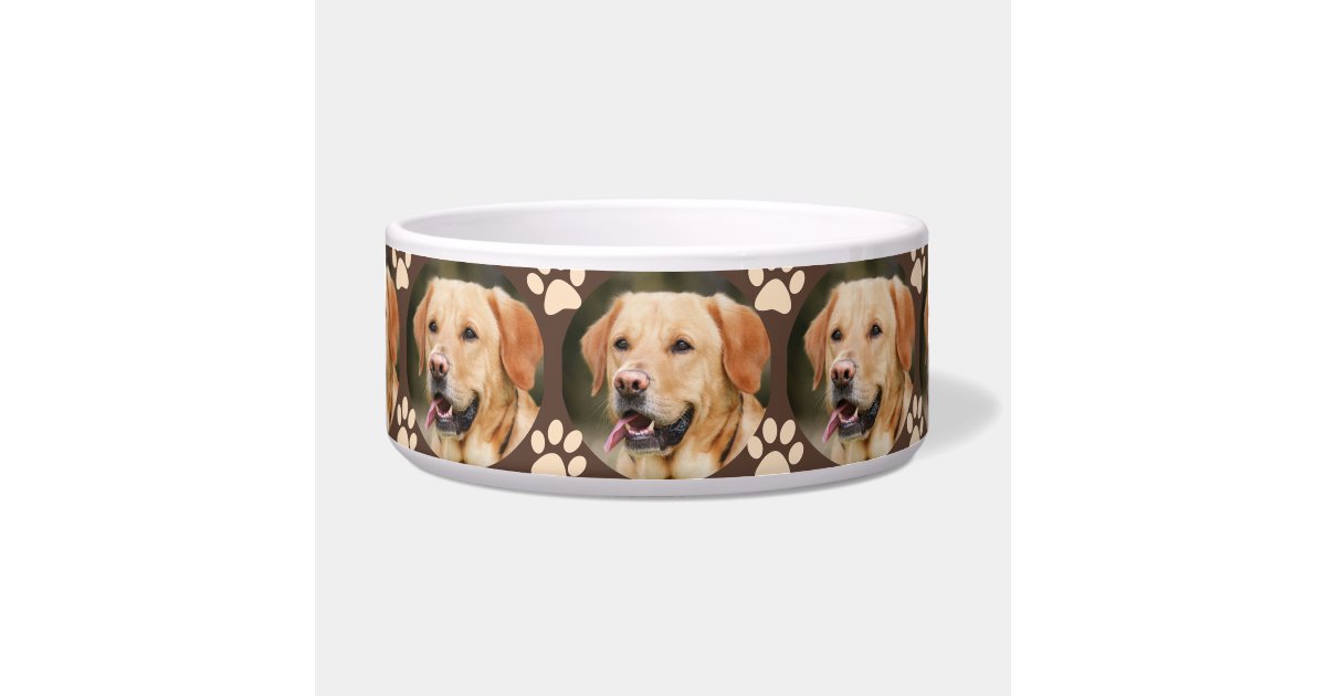 Custom Pet Photo Pattern Dog Bowl | Zazzle