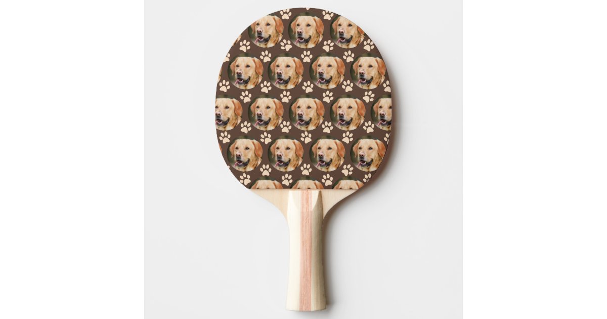 Custom Pet Photo Pattern Dog Brown Ping Pong Paddle | Zazzle
