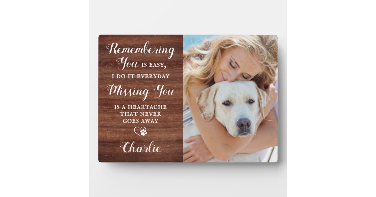 Custom Pet Photo Remembrance Poem Dog Memorial Plaque | Zazzle