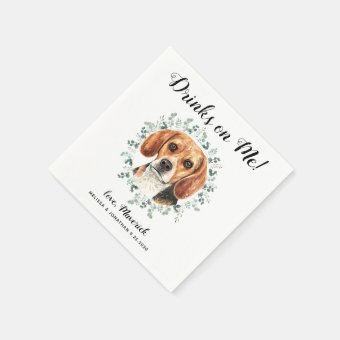 Custom Pet Wedding Open Bar Beagle Dog Napkins | Zazzle