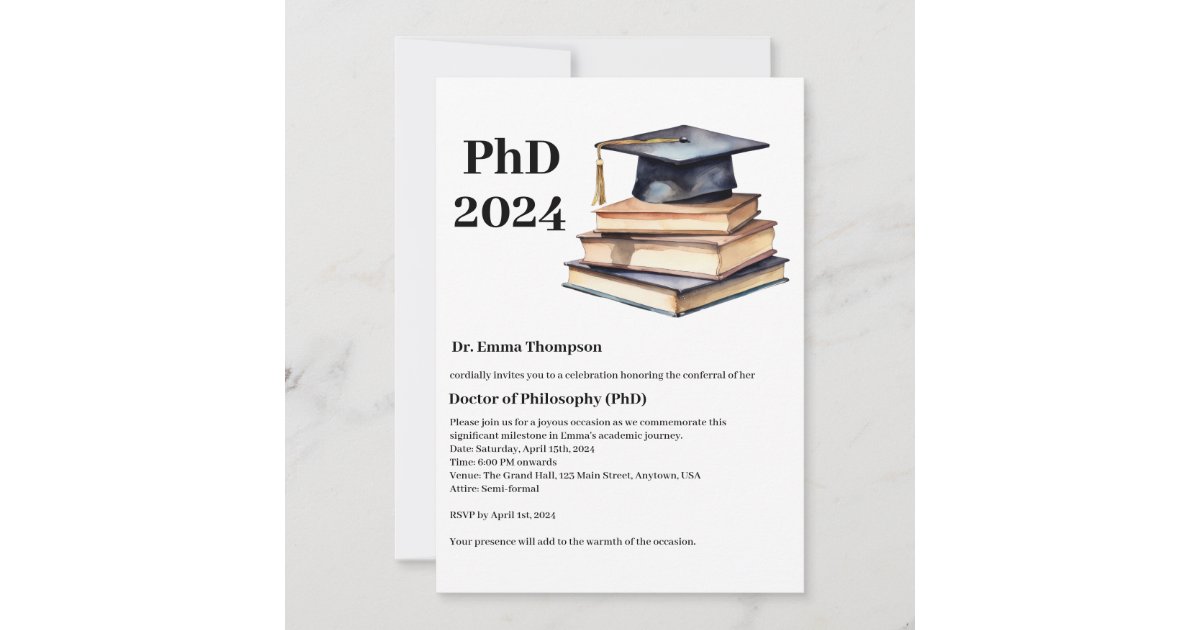 Custom phd graduation party invitation | Zazzle