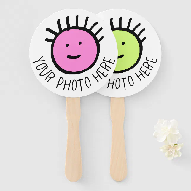 Custom Photo 10 x ROUND HAND FANS, FAVORS Template Fan | Zazzle