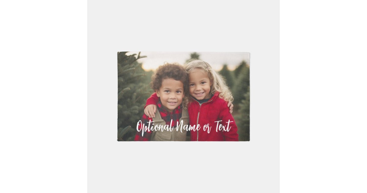 Custom Photo - 1 Pic with Script Text Family Rug | Zazzle