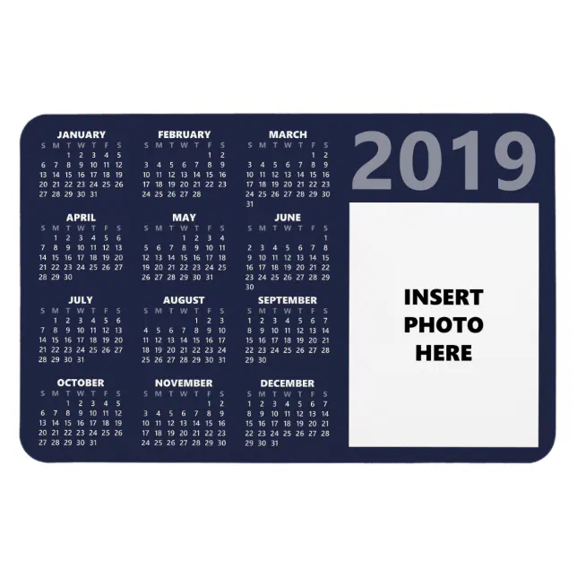 Custom Photo 2019 Calendar Magnet - Midnight Blue | Zazzle
