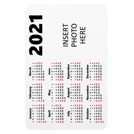 Custom Photo 2021 Calendar | Custom Color Weekends Magnet | Zazzle