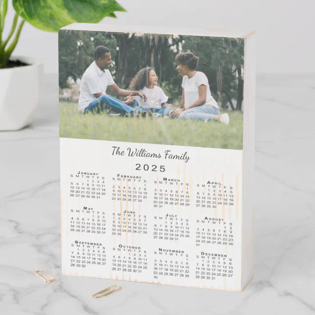 Custom Photo 2025 Calendar Rustic White Wooden Box Sign | Zazzle