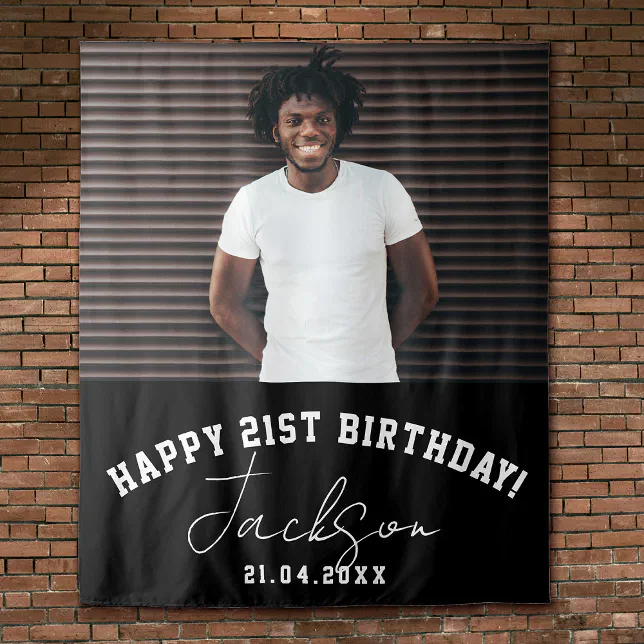 Custom Photo 21st Birthday Party Wall Backdrop | Zazzle