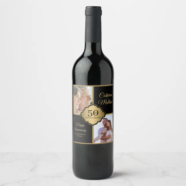 Custom photo 50th Anniversary Wine Label | Zazzle