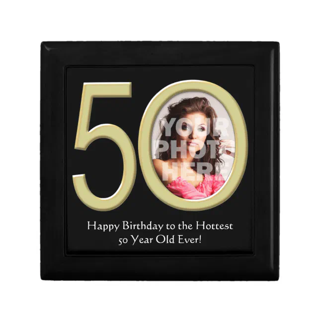Custom Photo 50th Birthday Keepsake Trinket Box | Zazzle