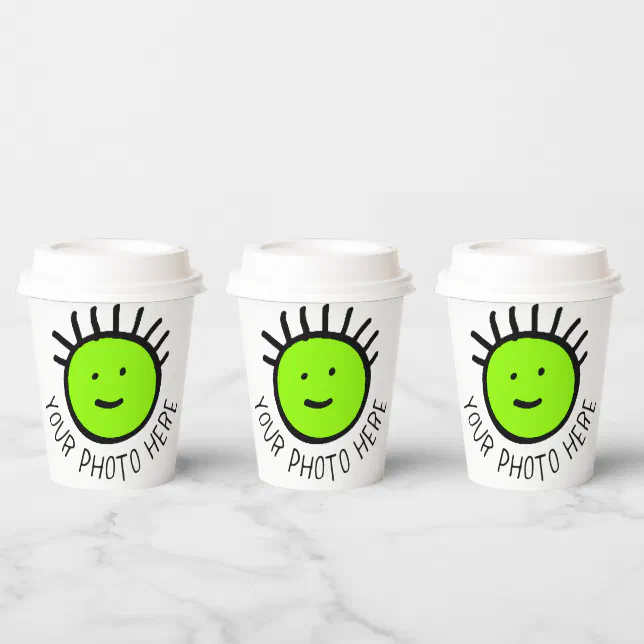 Custom Photo 8 PARTY PAPER CUPS with LIDS Template | Zazzle