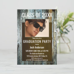 Custom Photo Aged Wood Graduation Party Invitation | Zazzle