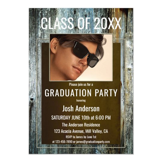 Custom Photo Aged Wood Graduation Party Invitation | Zazzle.com