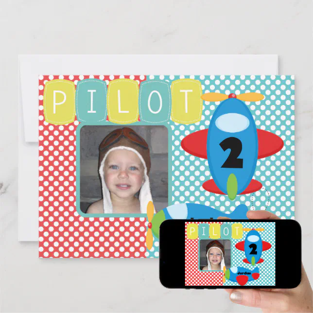 Custom Photo Airplane Pilot Birthday Invitation | Zazzle