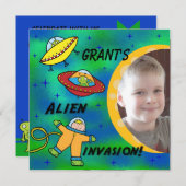 Custom Photo Alien Invasion Birthday Invitation | Zazzle