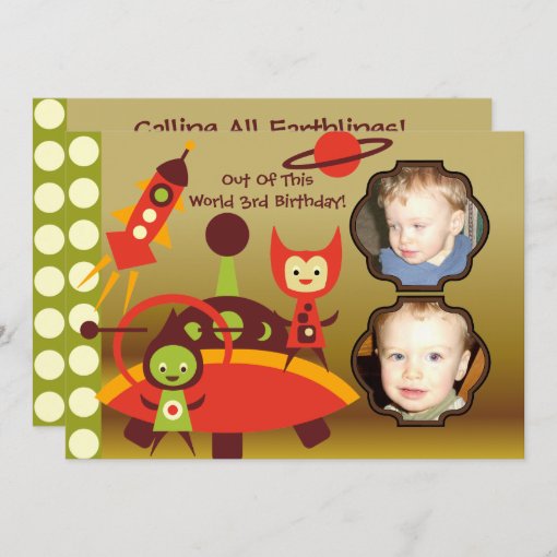 Custom Photo Alien Invasion Birthday Invitation | Zazzle