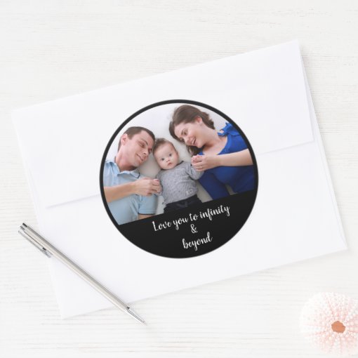 Custom photo and add your text template classic round sticker | Zazzle
