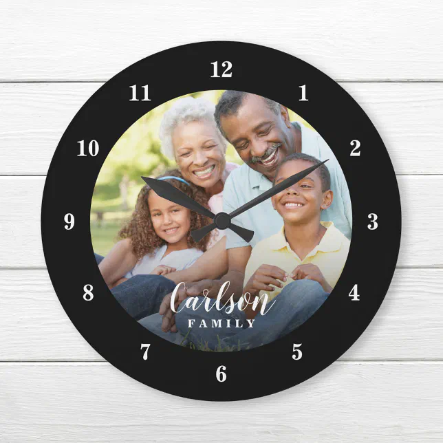 Custom Photo and Family Name Personalized Large Clock | Zazzle