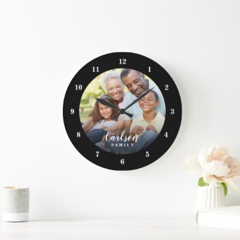 Custom Photo and Family Name Personalized Large Clock | Zazzle