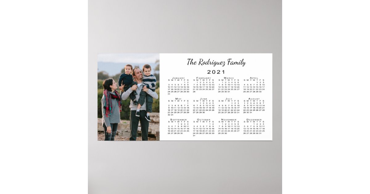 Custom Photo and Name 2021 Calendar Poster | Zazzle