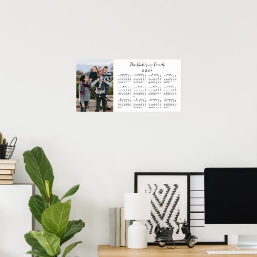 Custom Photo and Name 2024 Calendar Poster | Zazzle