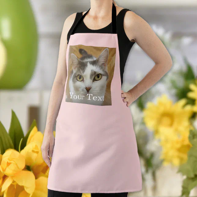 Custom Photo and Name Personalized Adult Pink Apron | Zazzle