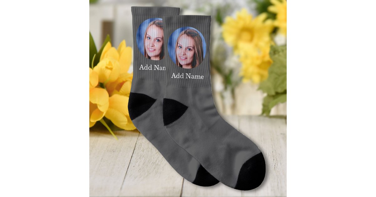 Custom Photo and Name Personalized Socks | Zazzle