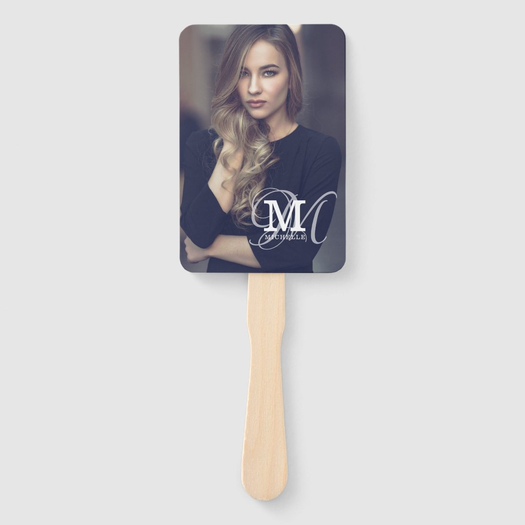 Custom Photo and Name Typography Hand Fan | Zazzle