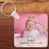 Custom photo and nameBaby girl's first birthday Keychain | Zazzle