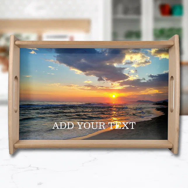 Custom Photo and Optional Text Personalized Serving Tray | Zazzle