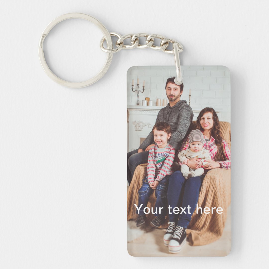 Custom Photo and/or Text Keychain | Zazzle