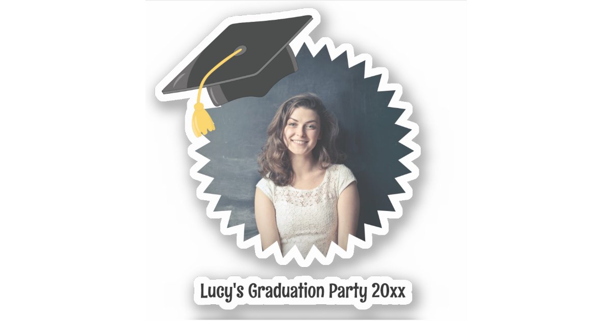 Custom Photo and Text Graduation Cap Cutout Sticker | Zazzle