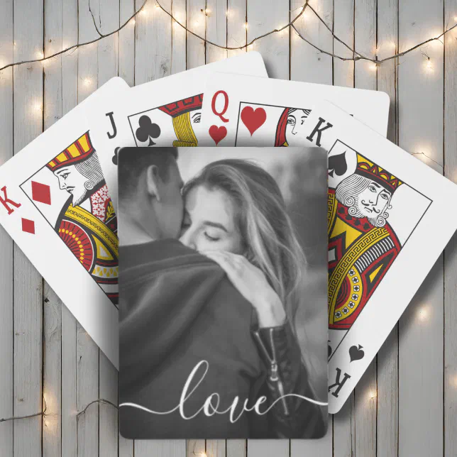 Custom Photo And Text Love Script Personalized Poker Cards | Zazzle
