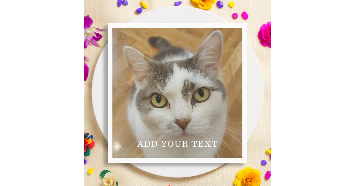 Custom Photo And Text Personalized Paper Napkins | Zazzle