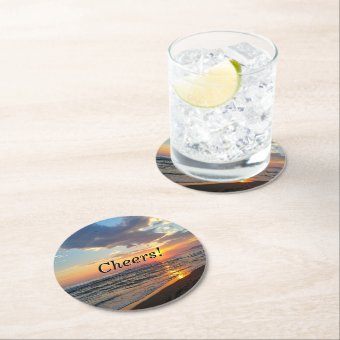 Custom Photo and Text Personalized Round Paper Coaster | Zazzle