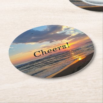 Custom Photo and Text Personalized Round Paper Coaster | Zazzle