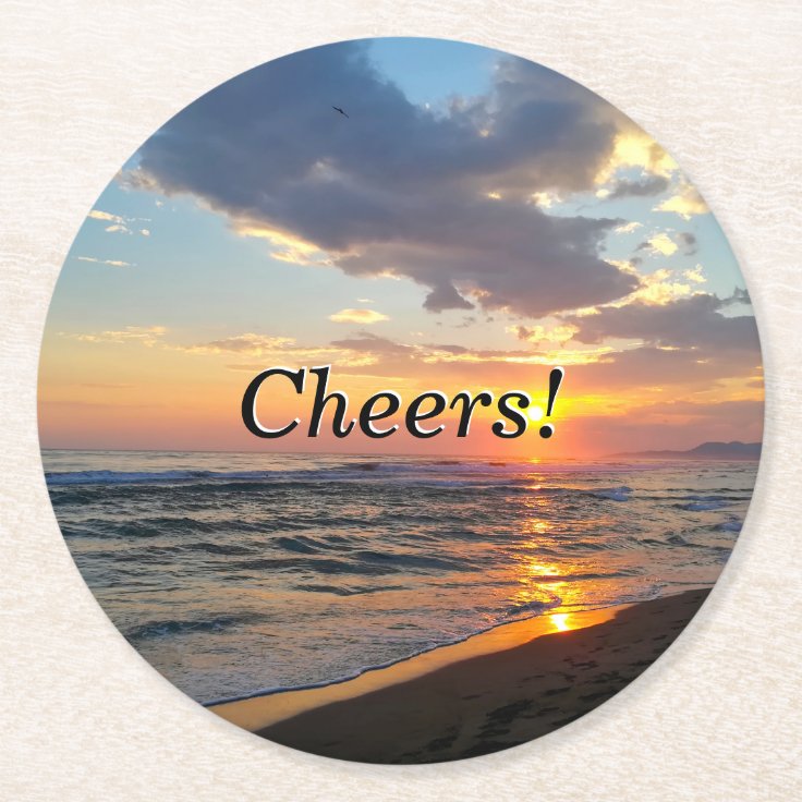 Custom Photo and Text Personalized Round Paper Coaster | Zazzle