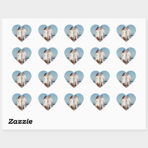 Custom photo and text personalized template heart sticker | Zazzle