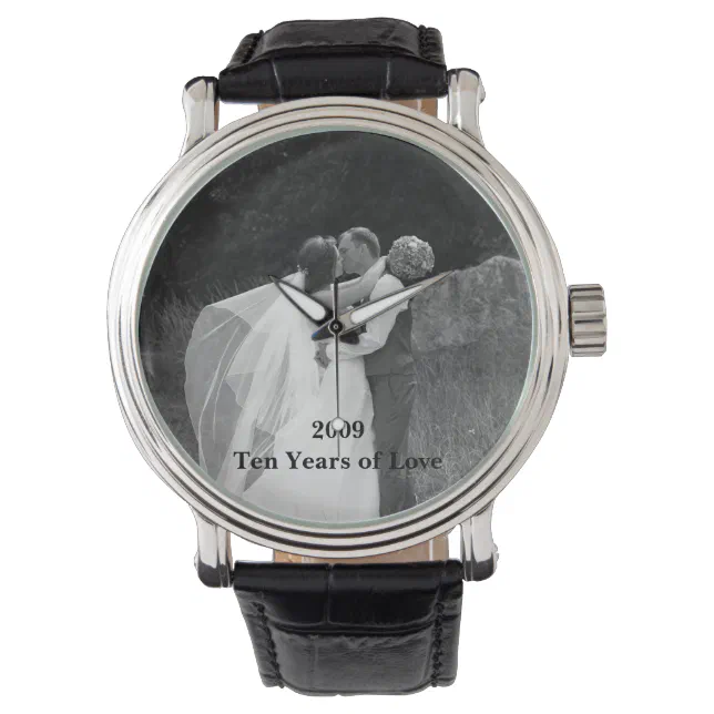 Custom photo and text watch | Zazzle