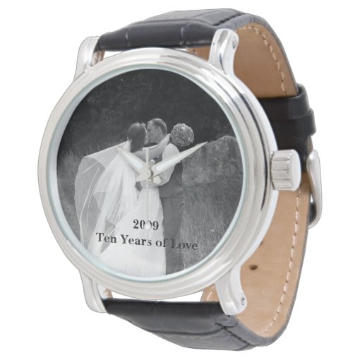 Custom photo and text watch | Zazzle
