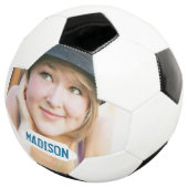 Custom photo and white name plate soccer ball | Zazzle