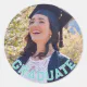 Custom Photo Aqua blue Graduation Party Table Classic Round Sticker ...