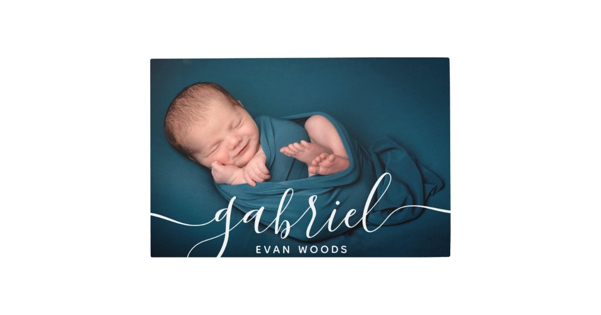 Custom Photo Baby Name Template Personalized Baby Metal Print | Zazzle