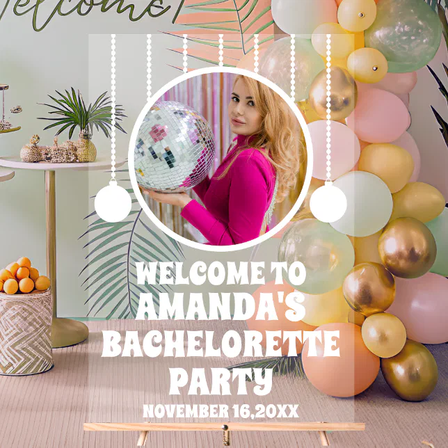 Custom Photo Bachelorette Party Welcome Acrylic Sign | Zazzle