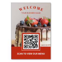 Custom Photo Bakery Contactless QR code Menu Card | Zazzle