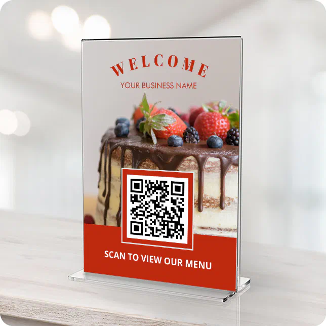Custom Photo Bakery Contactless QR code Menu Card | Zazzle