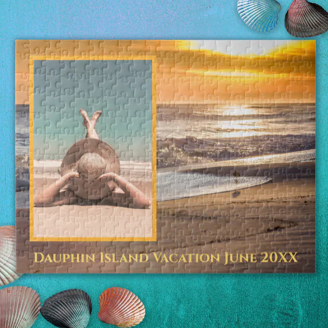 Custom Photo Beach Sunset Vacation Memories Jigsaw Puzzle | Zazzle