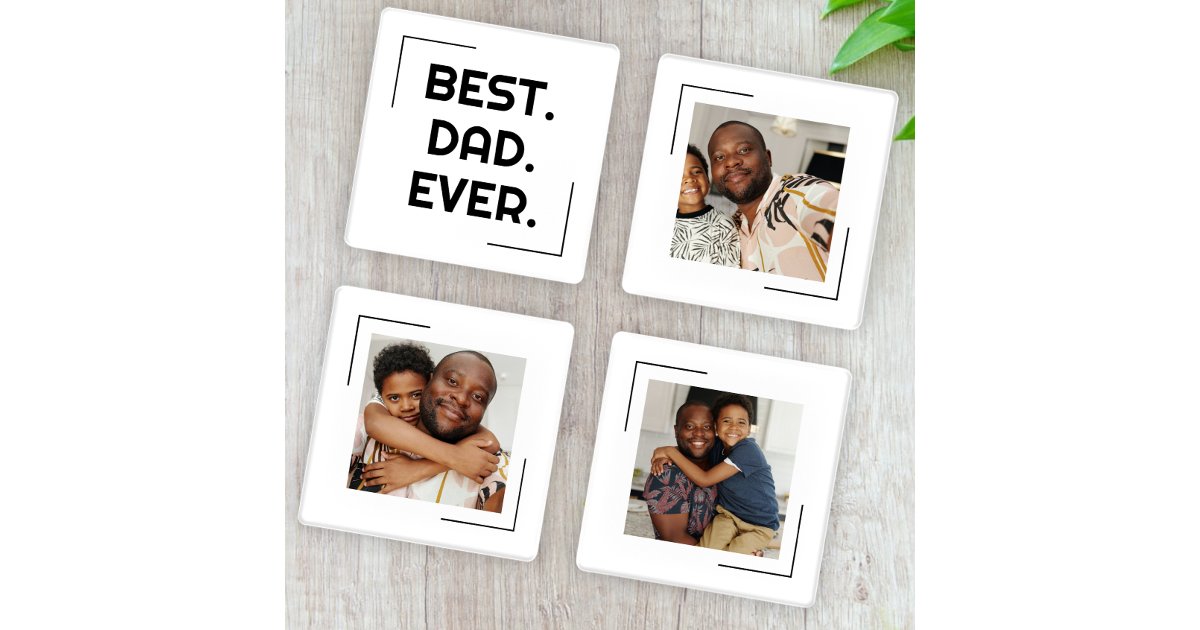 Custom Photo Best Dad Ever Coaster Set | Zazzle