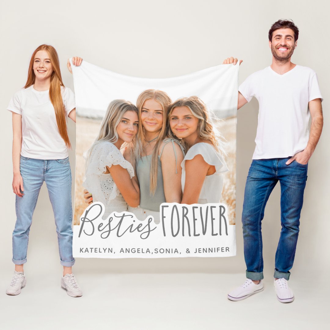 Custom Photo Best Friends Forever Fleece Blanket | Zazzle