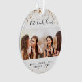 Custom photo best friends forever gold glitter ornament | Zazzle