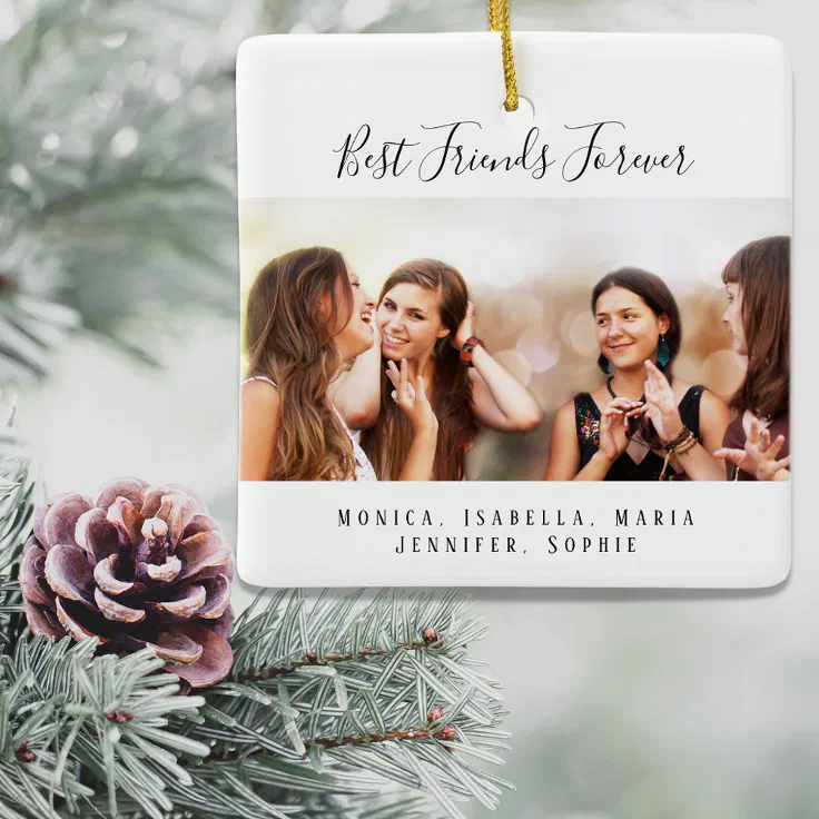 Custom photo best friends forever keepsake ceramic ornament | Zazzle